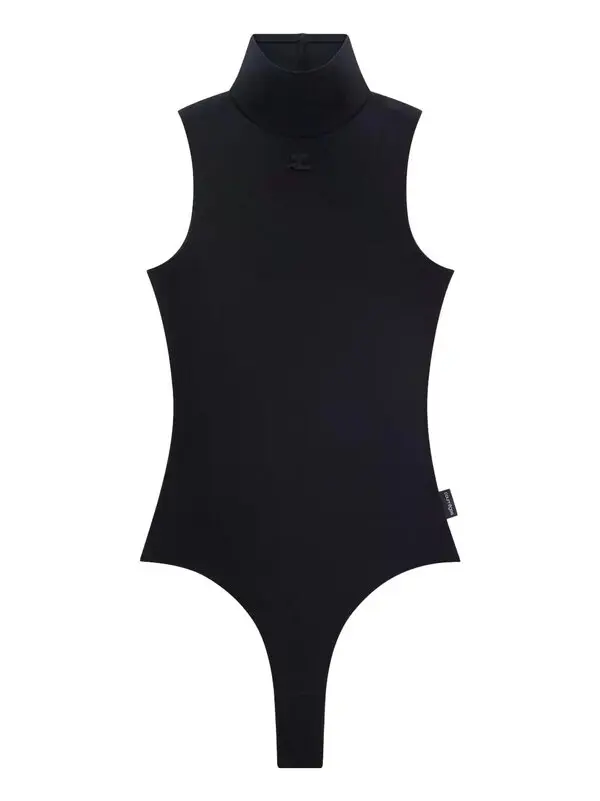 COURREGES Techno Jersey High-neck Bodysuit - Black
