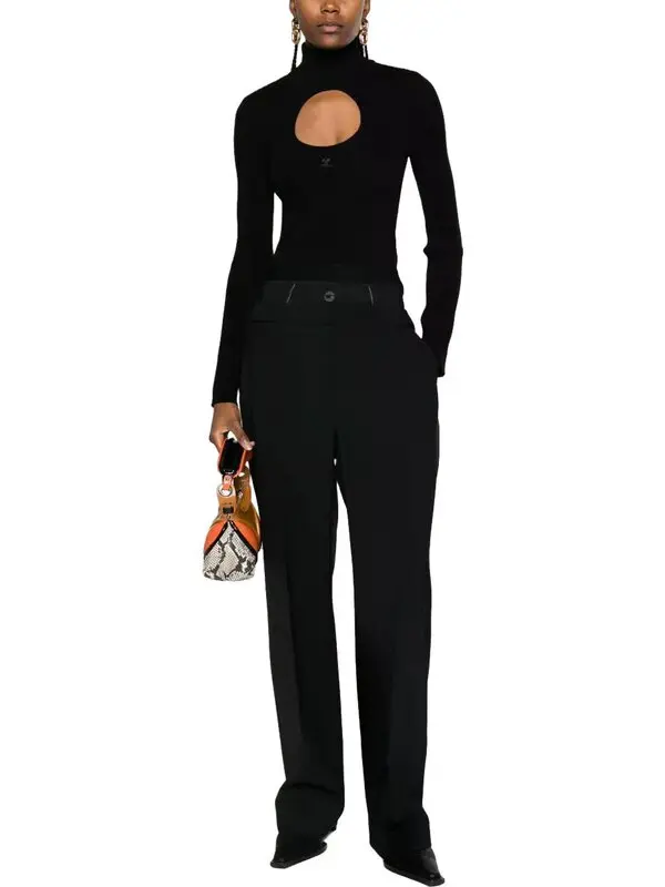 COURREGES Ribbed Knit Cut-out Jumper - Black