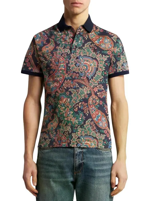 Etro Floral Paisley Print Polo Shirt - Blue