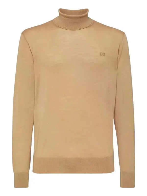 Dsquared2 Embroidered Logo Ribbed Jumper - Neutrals