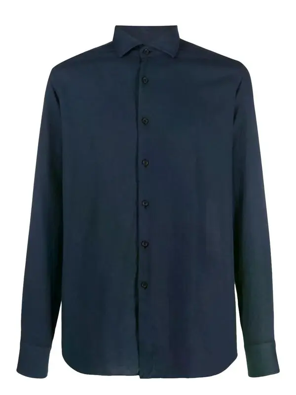 XACUS Cutaway-collar Cotton Shirt - Blue