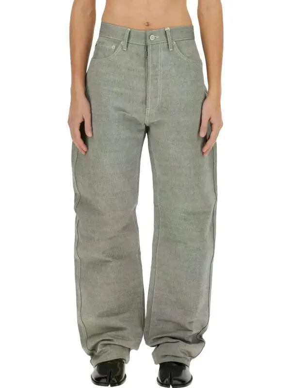 MAISON MARGIELA High-rise Straight Jeans With Decorative Buckle - Neutrals