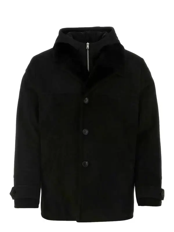Prada Recycled Nylon Shearling Lined Jacket - Black