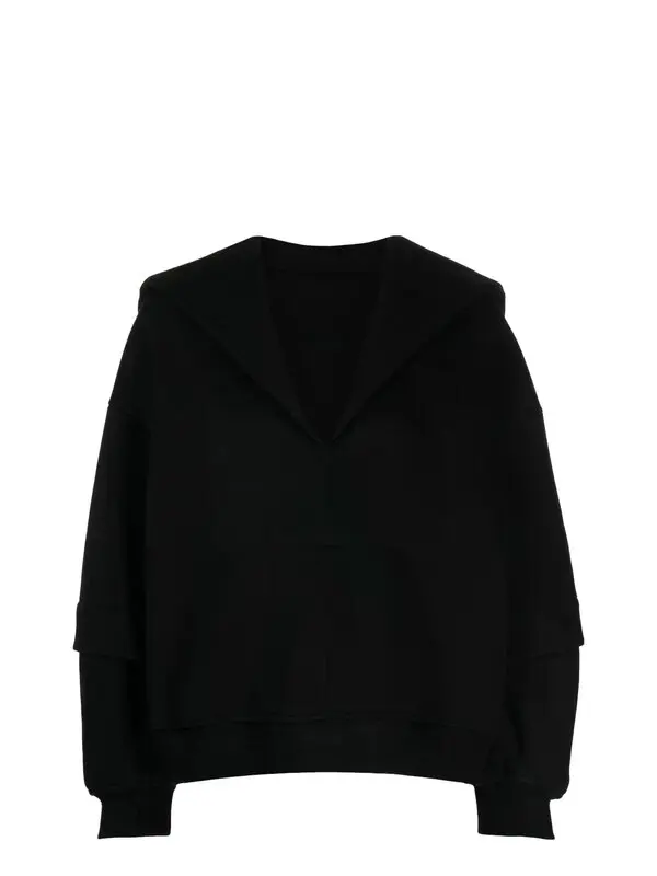 IOANA CIOLACU Sailor Collar V-neck Top - Black