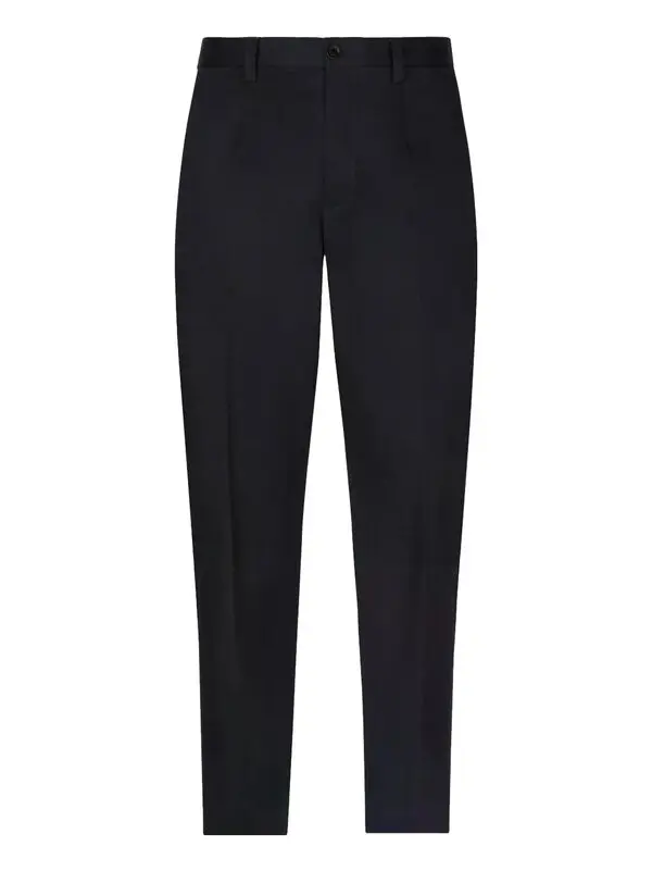 Dolce & Gabbana Logo Tag Cotton-blend Tapered Trousers - Blue