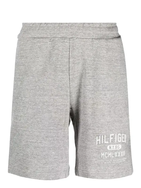 Tommy Hilfiger Heather Cotton Blend Logo Print Track Shorts - Grey