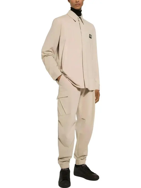 Dolce & Gabbana Logo-appliqué Shirt Jacket - Neutrals