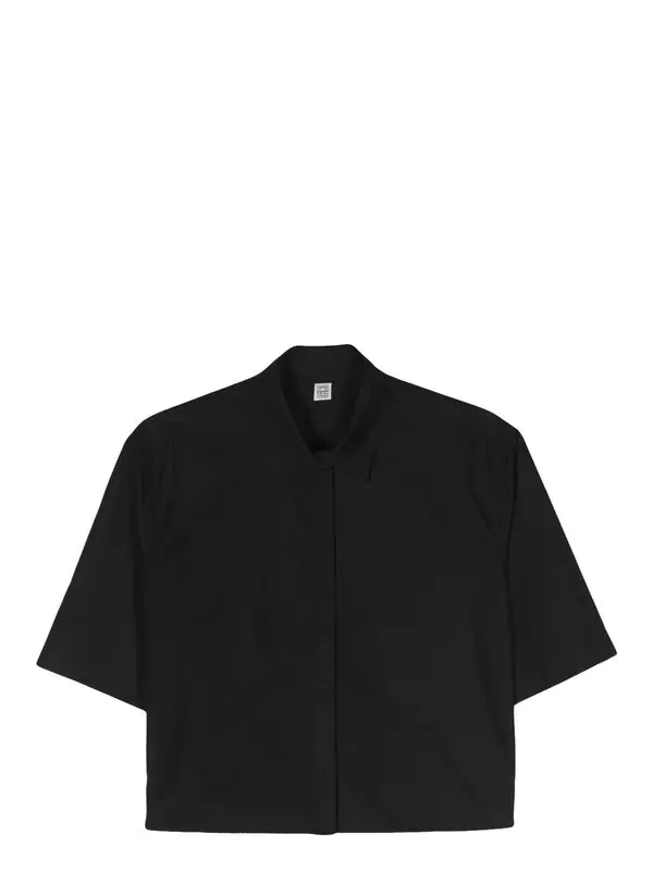 TOTEME Classic-collar Cropped Shirt - Black