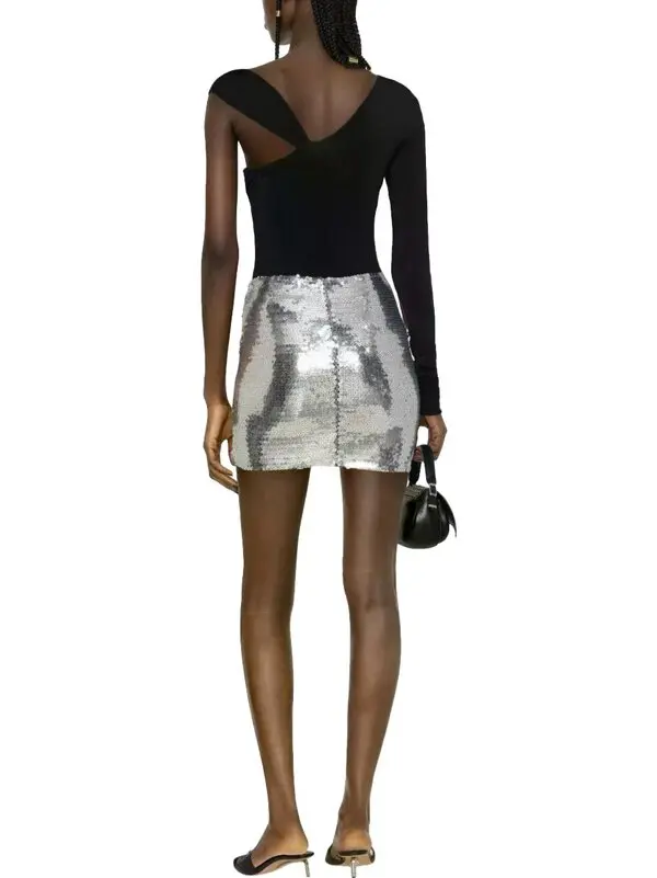 NENSI DOJAKA Heart Cut-out Sequinned Miniskirt - Silver
