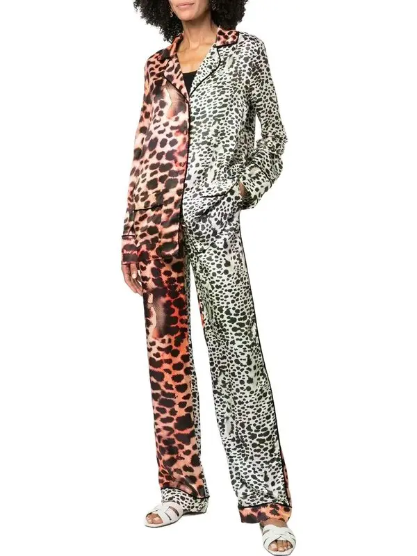Roberto Cavalli Leopard Print Panelled Trousers - Neutrals