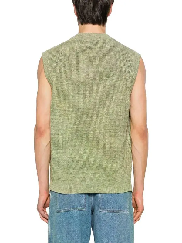 Maison Kitsuné Logo Embroidered Cotton Vest - Green