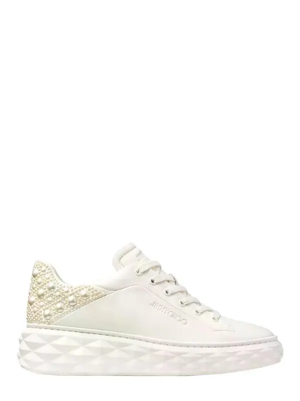 JIMMY CHOO Diamond Maxi Pearl-embellished Sneakers - Neutrals