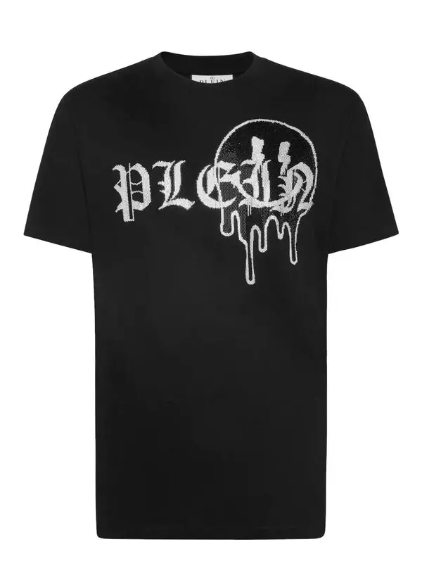 Philipp Plein Rhinestone-logo Cotton T-shirt - Black
