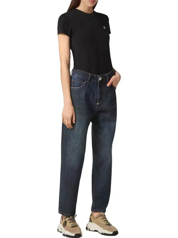 Philipp Plein Appliqué Detail Tapered Jeans - Blue