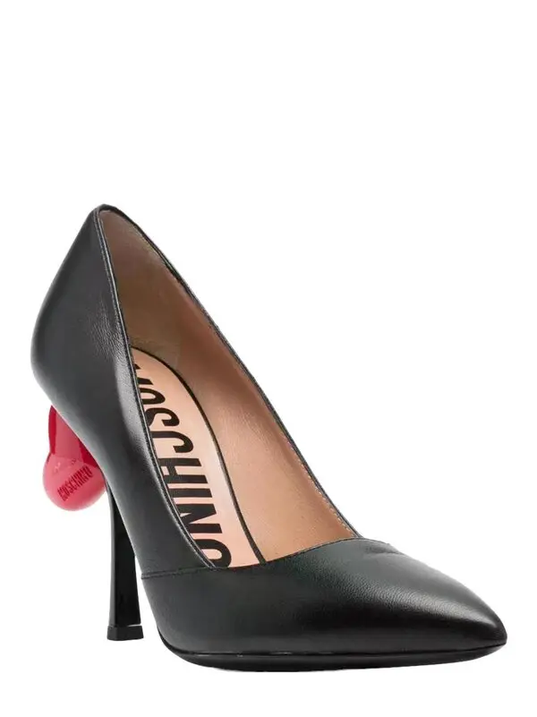Moschino 105mm Heart-appliqué Leather Pumps - Black