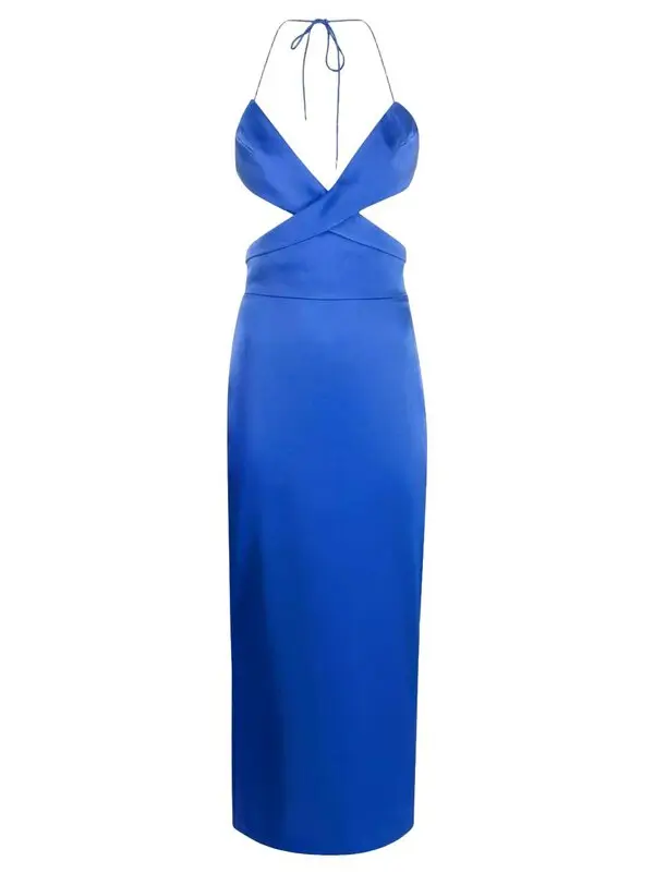 Alex Perry Mason Satin Cut-out Midi Dress - Blue