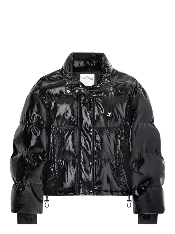 COURREGES Vinyl Logo-print Padded Jacket - Black