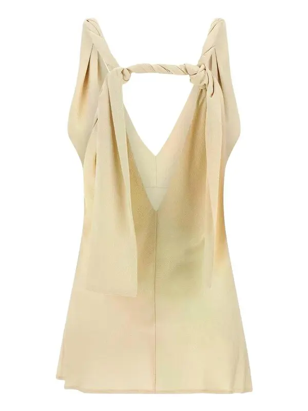 ARMARIUM Livia Sleeveless V-neck Top With Knot Detailing - Neutrals