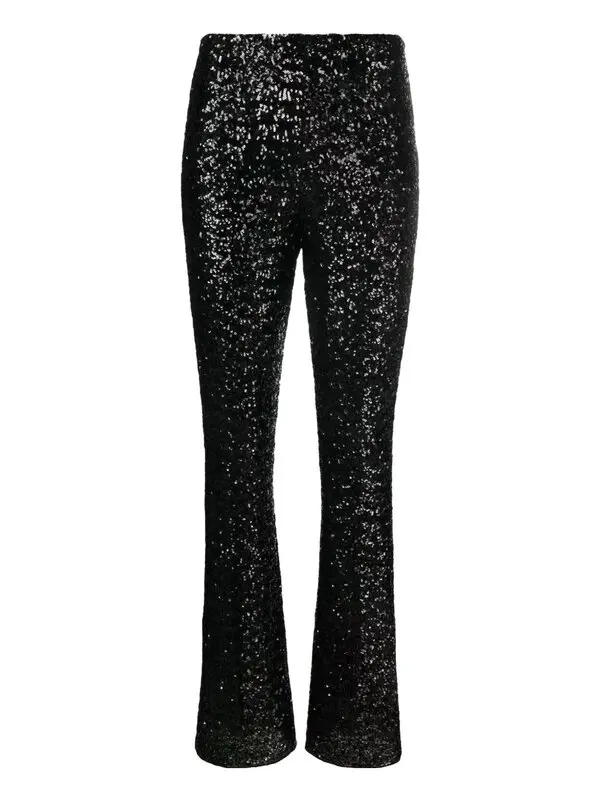 Oseree Sequin-embellished Wide-leg Trousers - Black