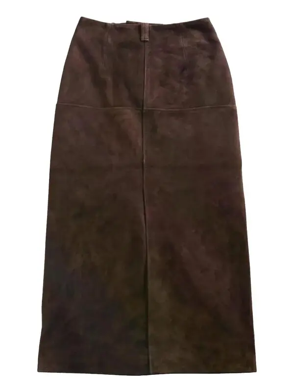 ATELIER Suede Midi Skirt - Brown