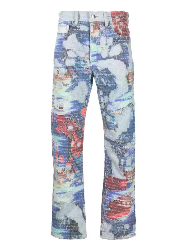 Amiri Aloha Boro Straight-leg Jeans - Blue