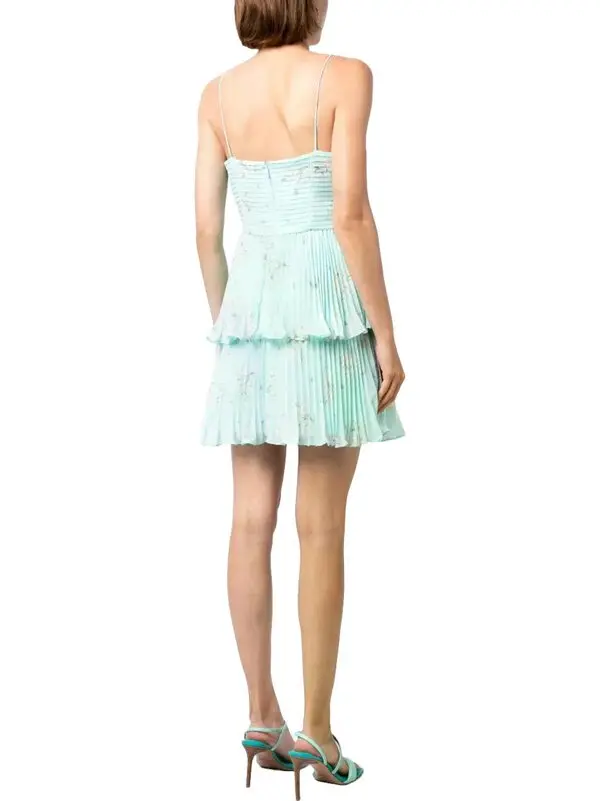 SELF-PORTRAIT Floral-print Tiered Chiffon Mini Dress - Blue