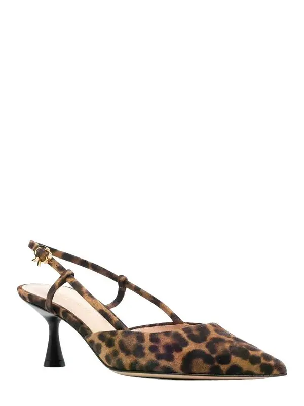 GIANVITO ROSSI Leopard Print Slingback Pumps - Neutrals