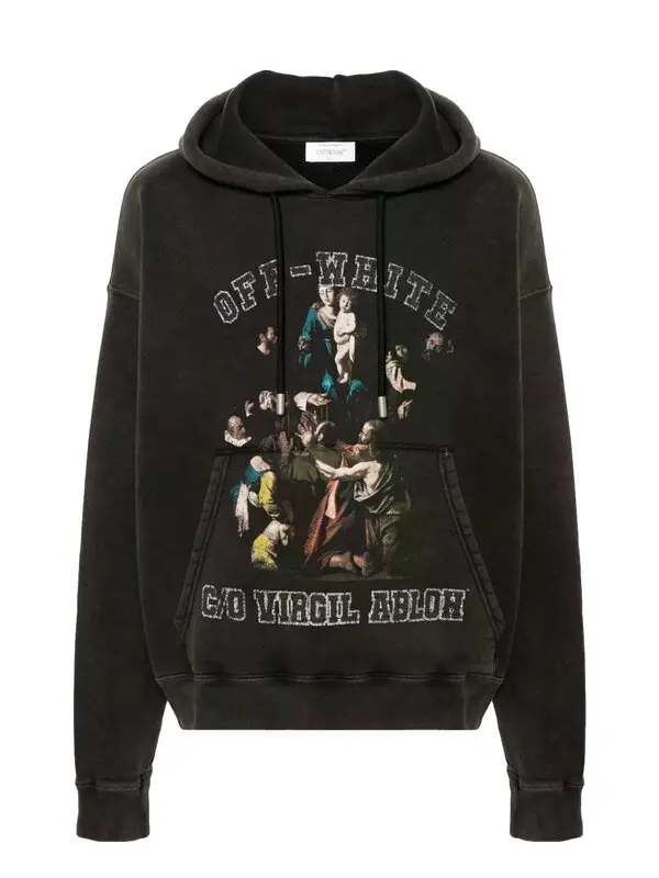 Off-White Graphic-print Cotton Hoodie - Black