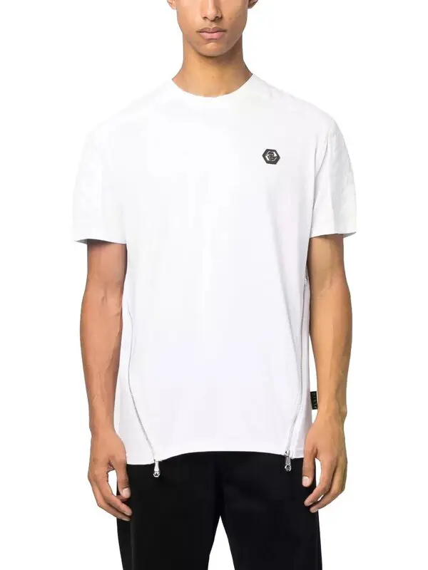 Philipp Plein Logo-patch Zip-detailing T-shirt - White