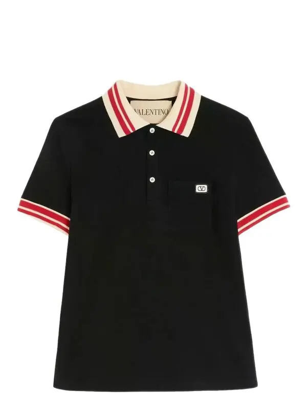 Valentino Garavani Logo-patch Polo Shirt - Black
