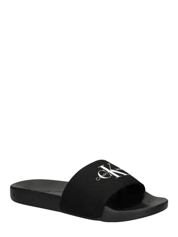 Calvin Klein Logo-print Slides - Black