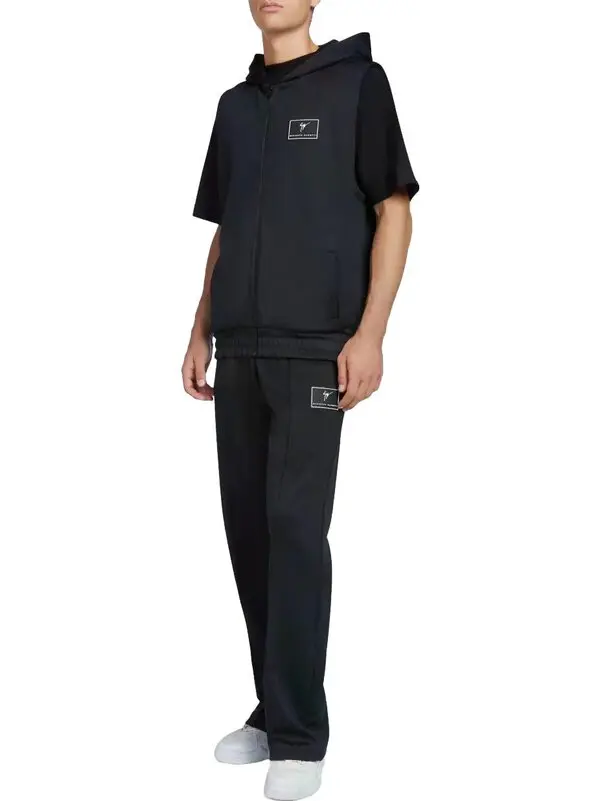 GIUSEPPE ZANOTTI Sleeveless Hooded Zip-up Vest - Black