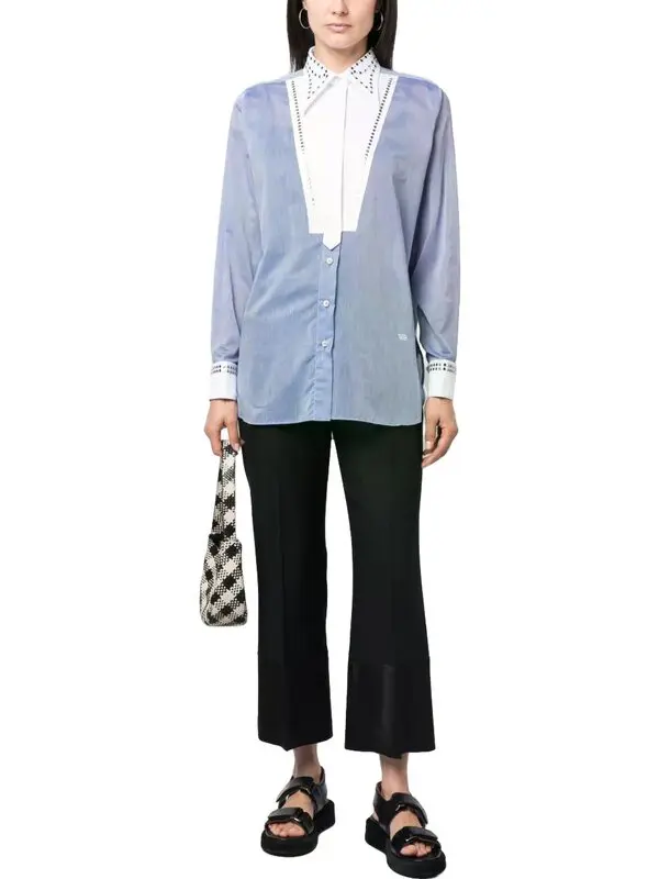 WALES BONNER Stud-embellished Bib Shirt - Blue