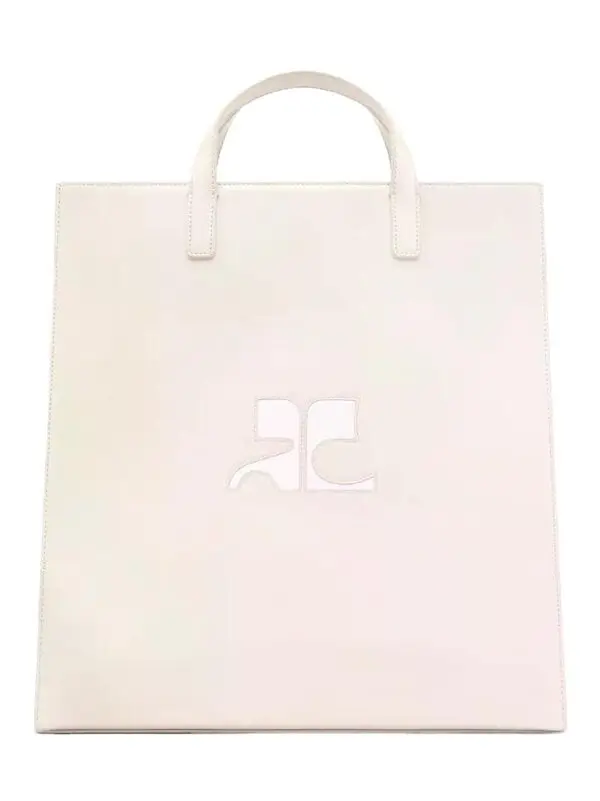 COURREGES Heritage Leather Tote Bag - Neutrals