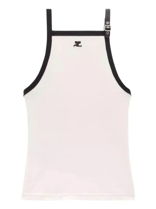 COURREGES Buckle-detail Cotton Tank Top - Neutrals