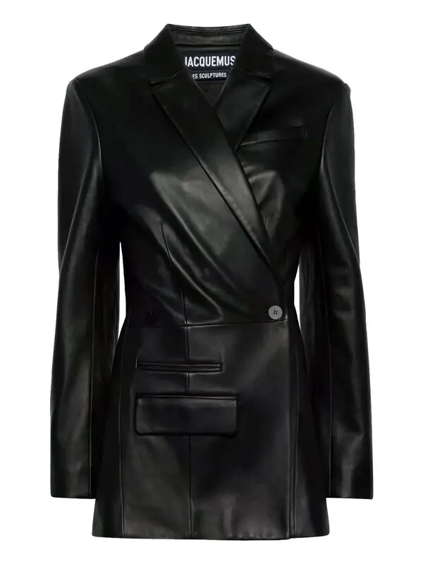 Jacquemus La Veste Tibau Leather Blazer - Black