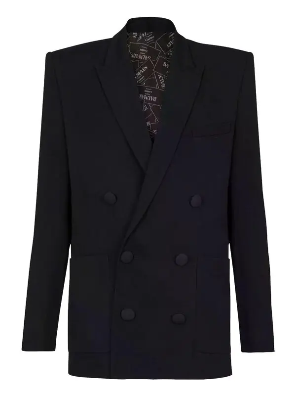 Balmain Double-breasted Wool Blazer - Black