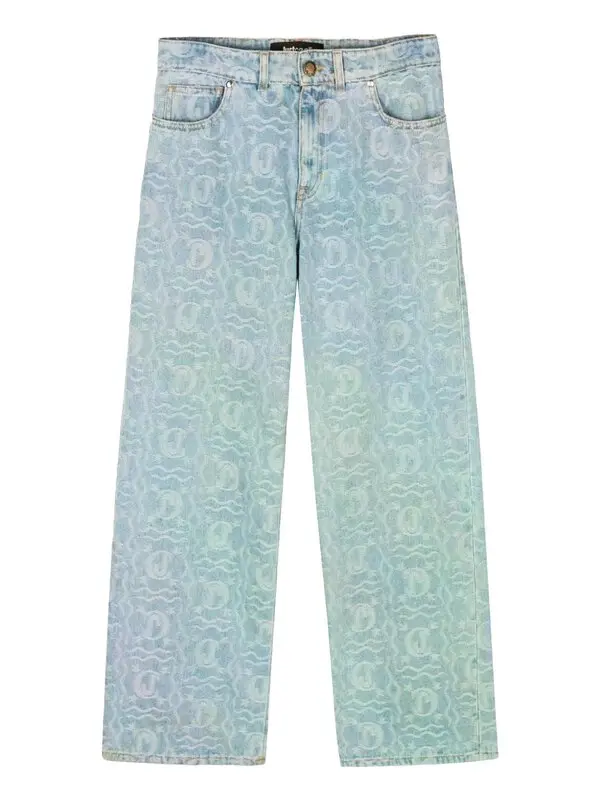 Just Cavalli Jacquard Pattern Straight Leg Jeans - Blue