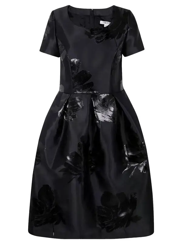 Comme Des Garçons Floral Jacquard Pleated Midi Dress - Black
