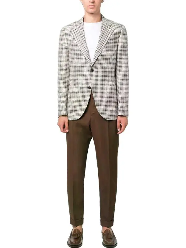 LARDINI Single Breasted Wool-blend Blazer - Neutrals