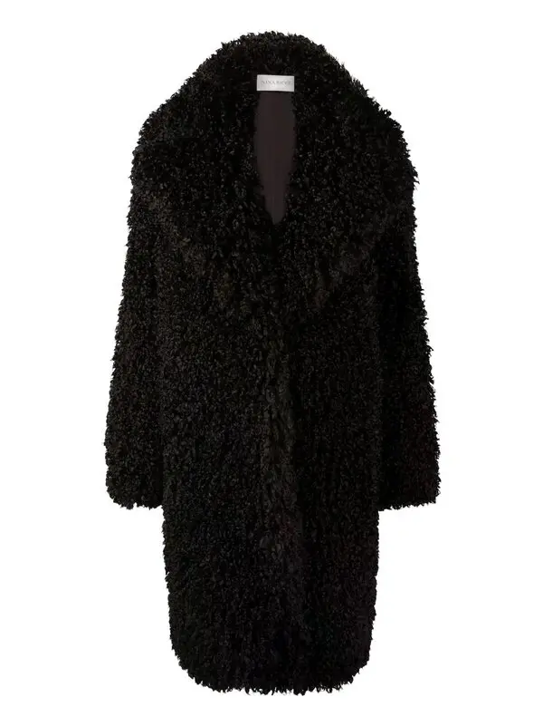 Nina Ricci Faux Fur Oversized Coat - Black