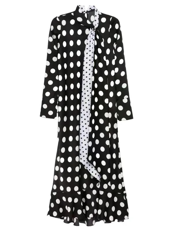 PARLOR Polka Dot Maxi Dress - Black