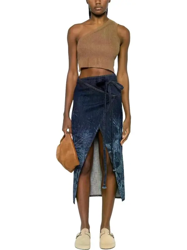 Alanui Jungle Toile De Jouy Denim Skirt - Blue