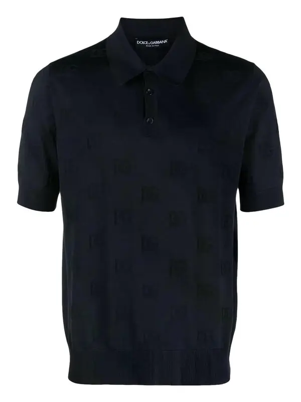 Dolce & Gabbana Logo-jacquard Silk Polo Shirt - Blue