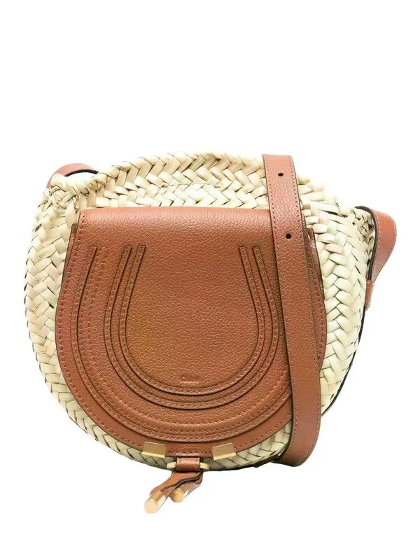 Chloé Marcie Woven Leather Shoulder Bag - Neutrals