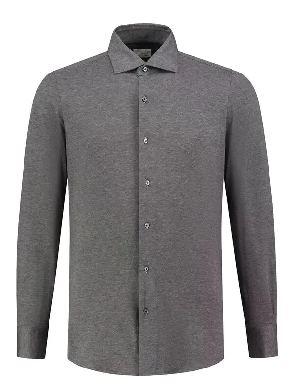 FINAMORE 1925 Long-sleeved Cotton-blend Shirt - Grey