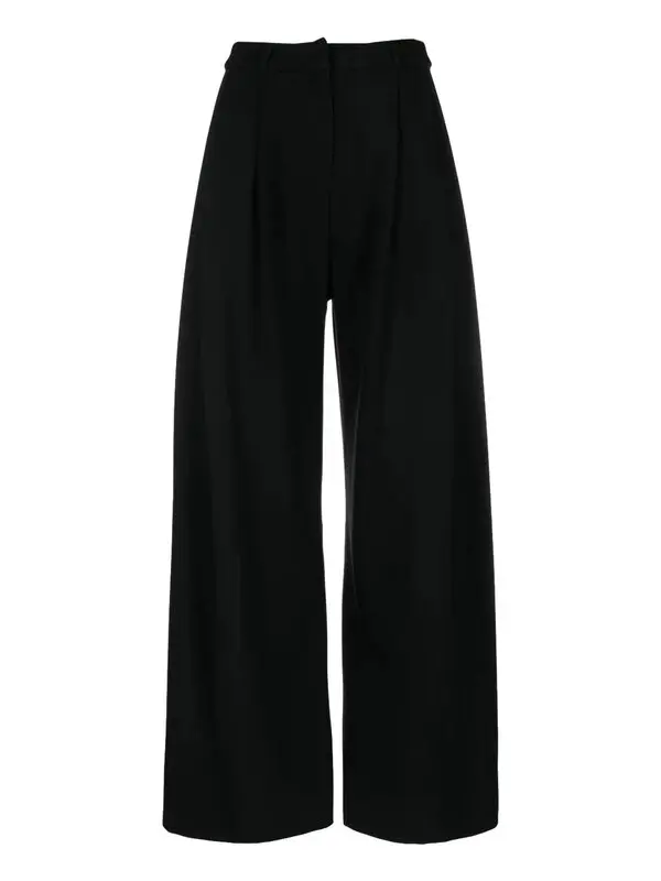 LOULOU Pleat Detail Palazzo Pants - Black