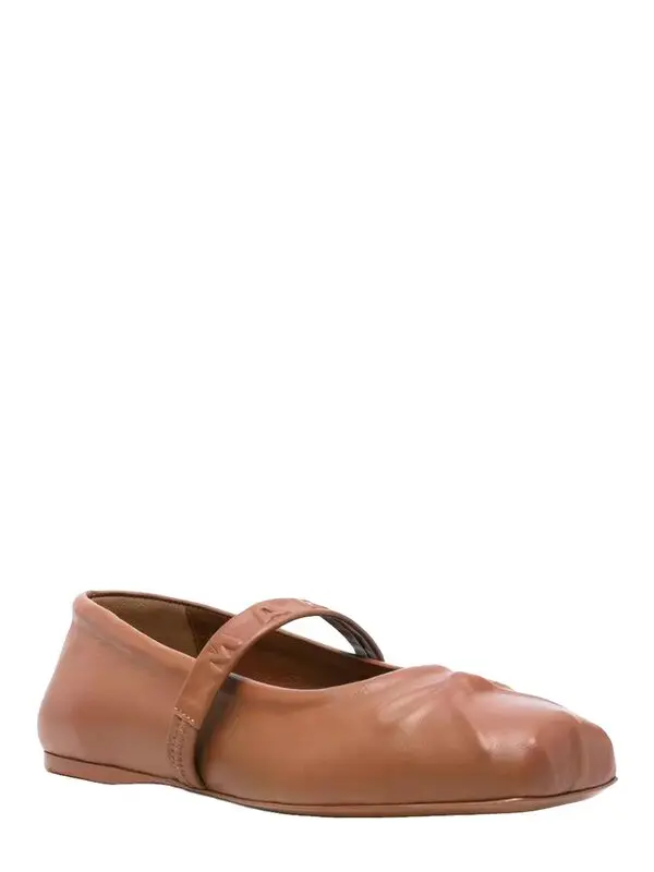 Marni Logo-embossed Ballet Flats - Brown