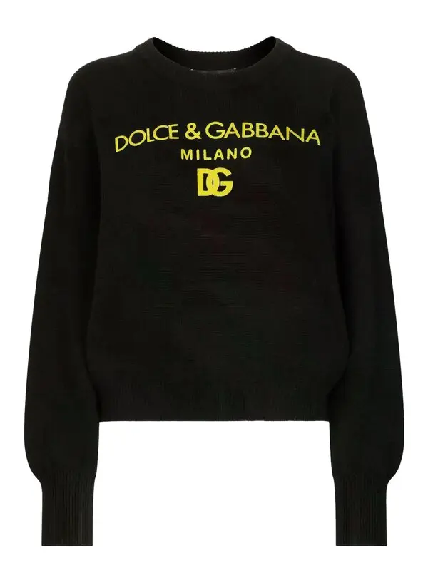 Dolce & Gabbana Logo Print Cashmere Jumper - Black