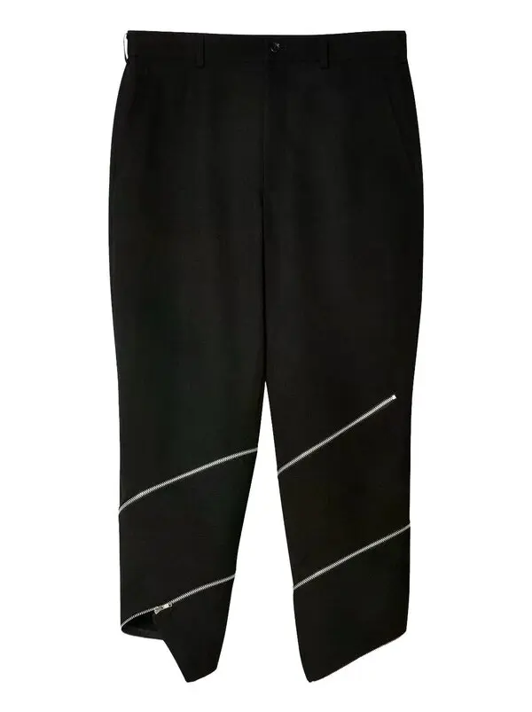 Comme Des Garçons Zip Wool Cropped Trousers - Black